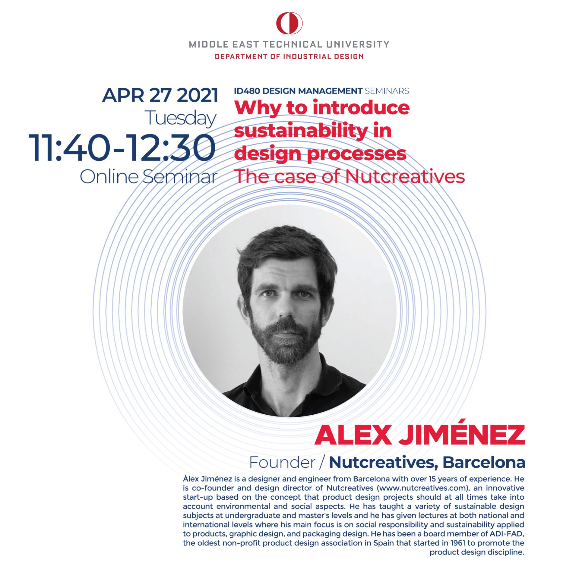 A Seminar by Alex Jimenez: Why to introduce sustainability in design ...